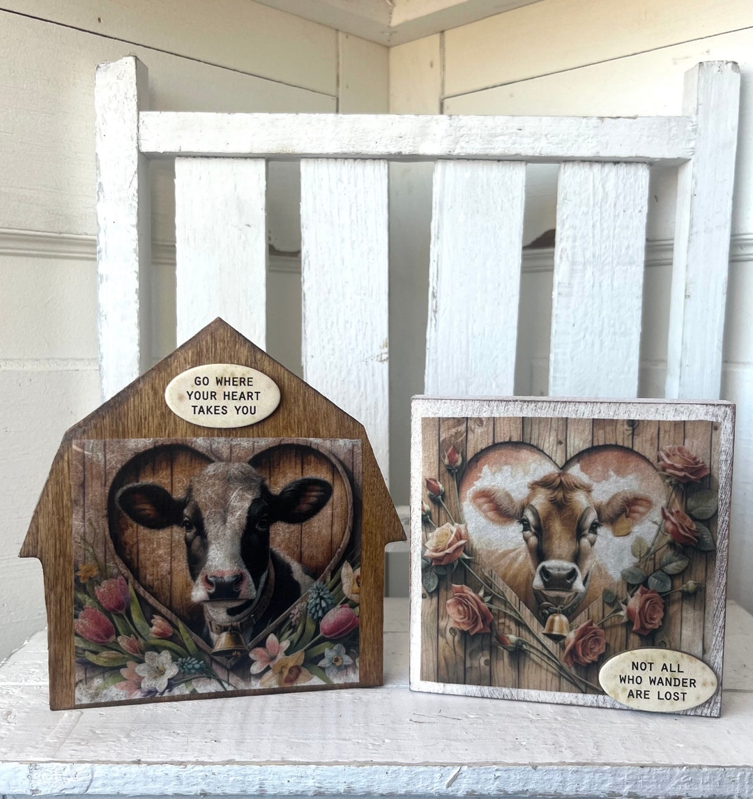 Rustic Mini Cow Signs for Tiered Tray Decor or Home Shelf Accent ...