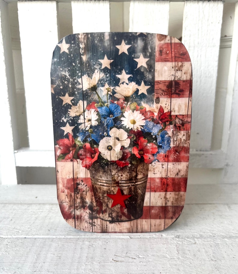 Rustic Patriotic Farmhouse Pictures for Shelf, Mantel or Tier Tray ...
