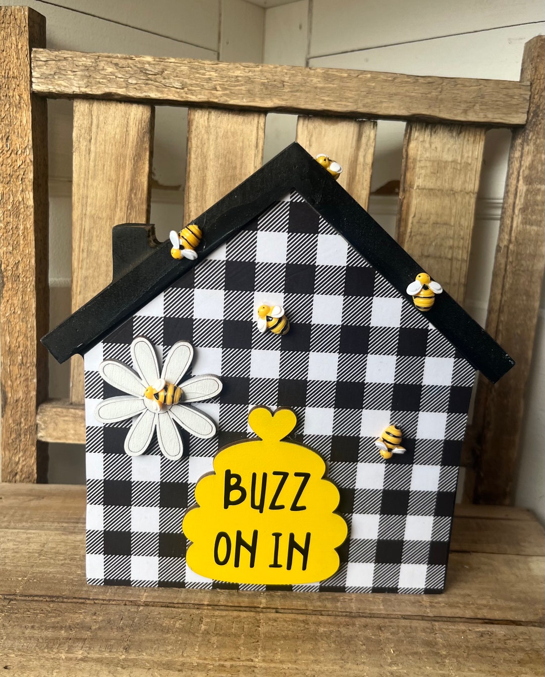 Honey Bee Buzz on in Sign Decor for Tier Tray or a Great Summer Mantel ...