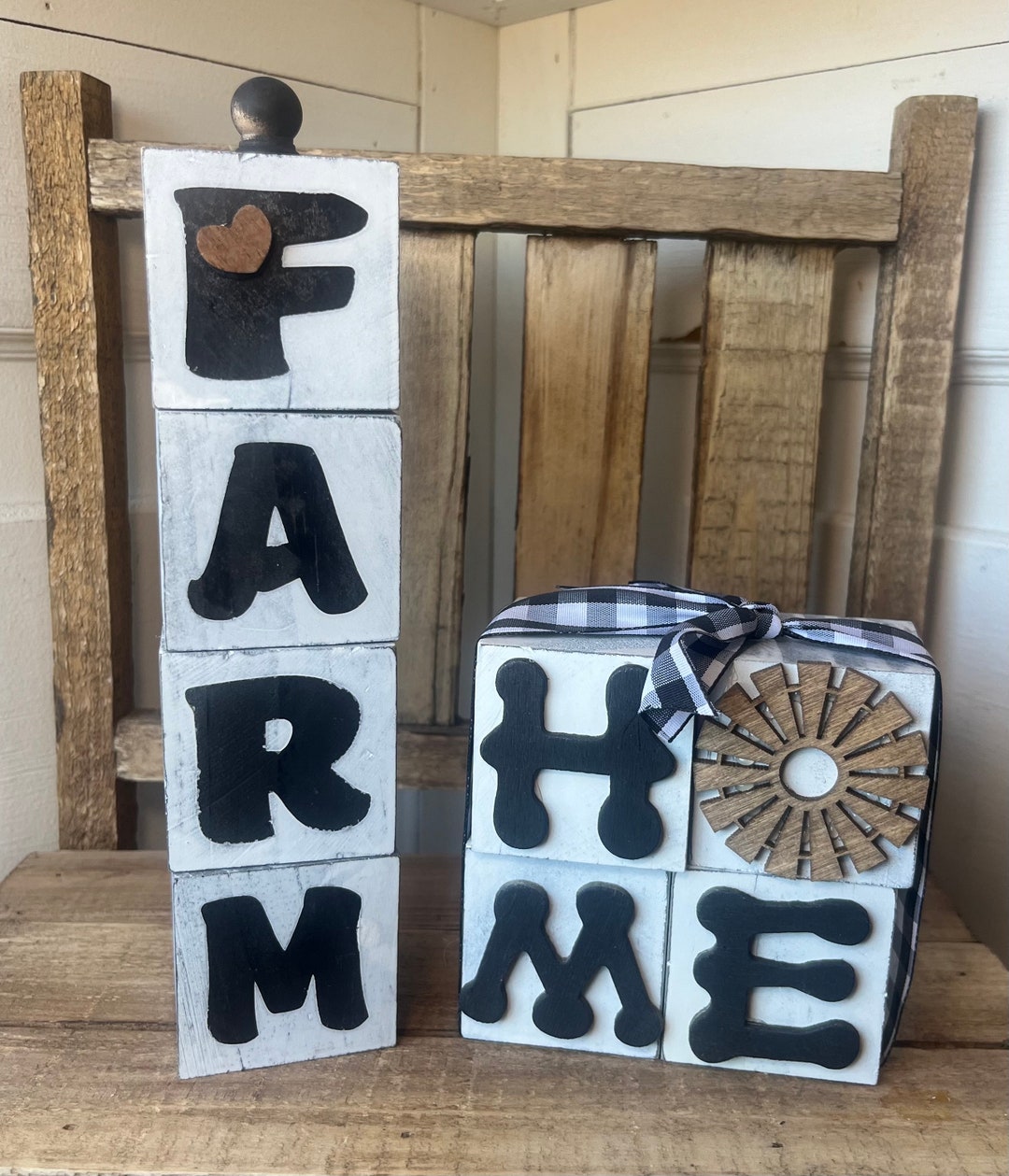 Rustic Farm Wood Blocks - Perfect for Mantel Decor in Your Farmhouse - Etsy
