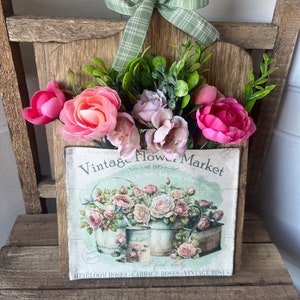 Country Flower Market Decor Sign • Rustic Floral Artwork • Housewarming ...