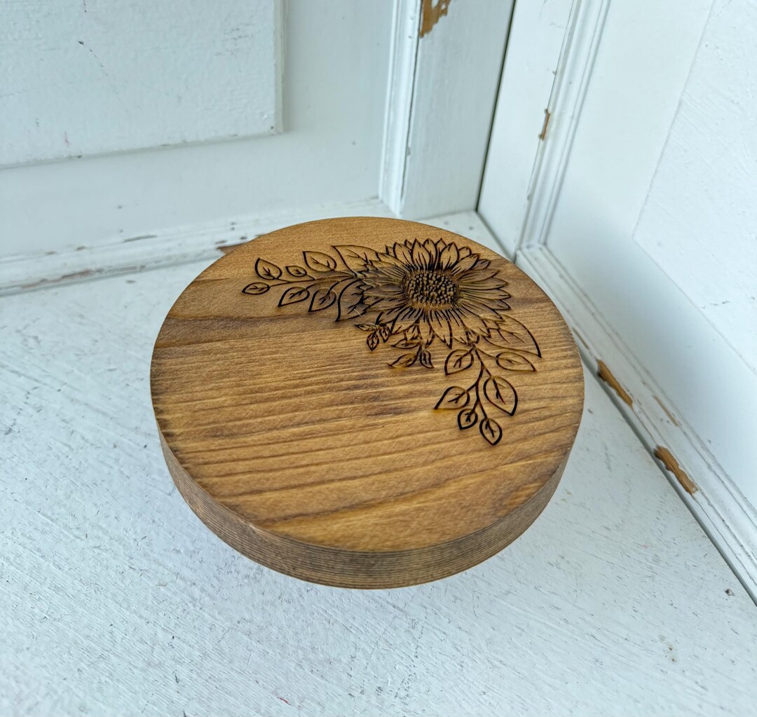 Farmhouse Wood Sunflower Riser - Rustic Home Accent for Shelf or Table ...