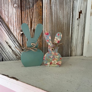 Country EASTER Bunny Decor in Sage Green Floral Shabby Chic Rabbit for ...