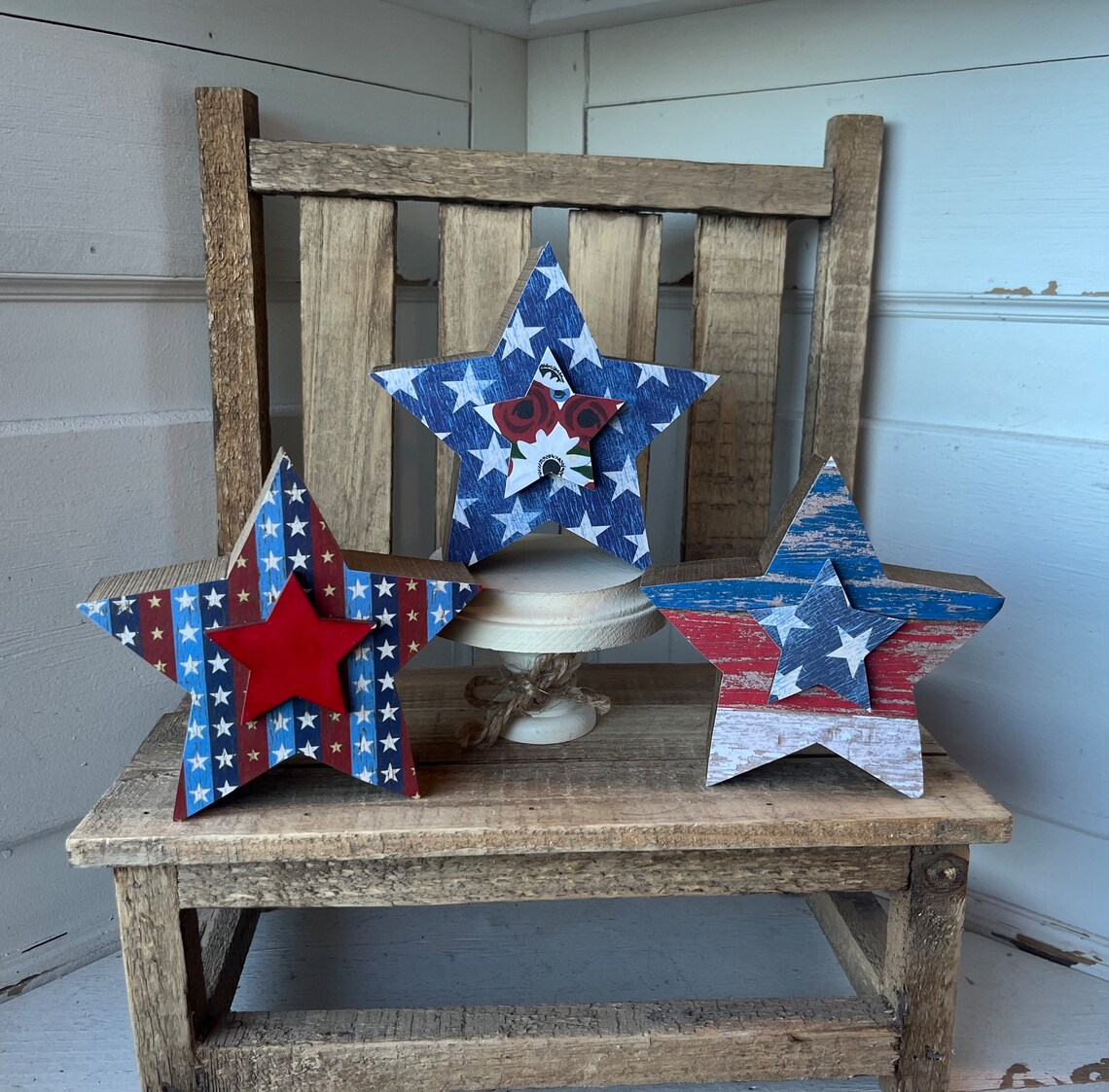 Rustic Country Patriotic Stars • Hand Made Wood Accents for Trays or ...