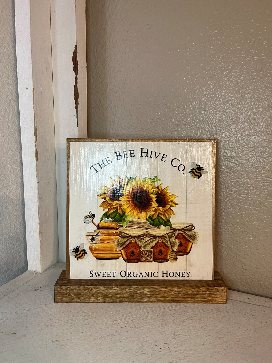 Bee Hive Co Rustic Sign for Summer Shelf Display ,sunflowers and Honey ...