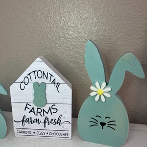 Farmhouse Easter Cotton Tail Farm Sign for Tier Tray Country Green Wood ...