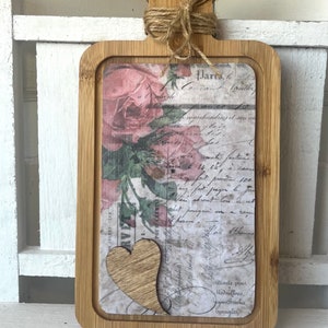 Shabby Rose Sign Decor for Farmhouse Kitchen Shelf or Mantel | Charming ...