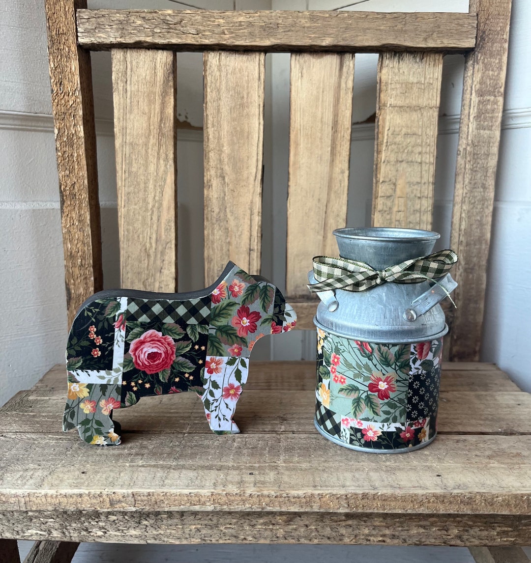 Cow & Milk Can Kitchen Decor With a Country Cottage Floral Accent ...