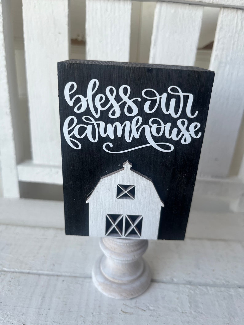 Family Mini Signs for Tier Tray Decor, Handmade Wood Plaques for Black ...