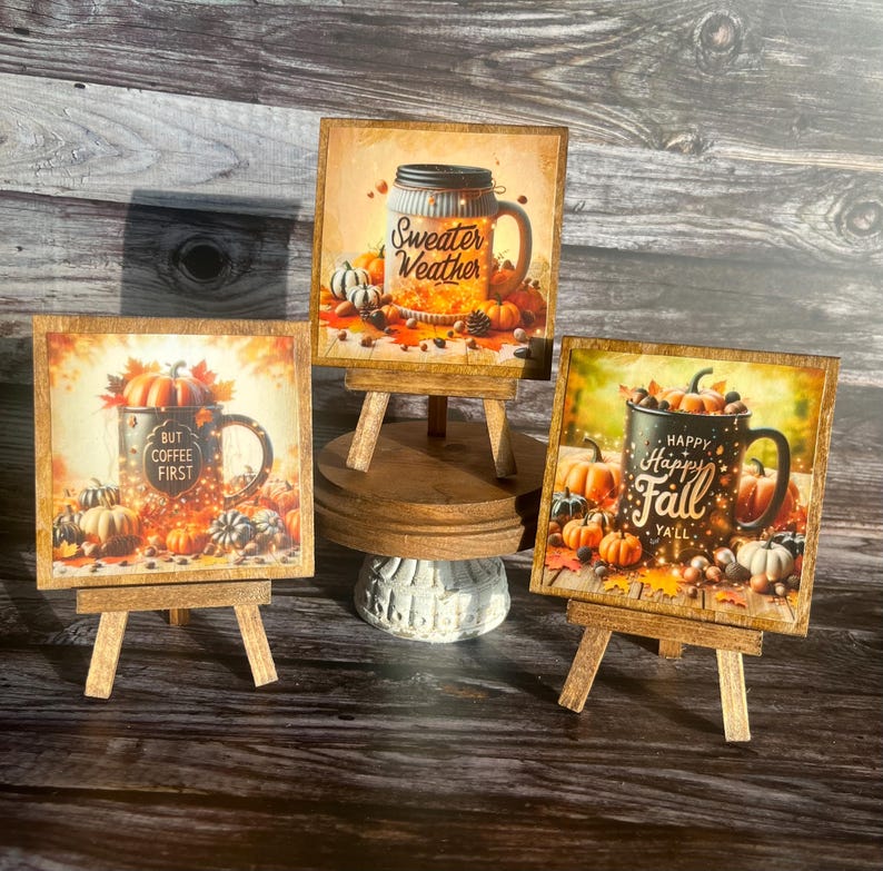 Fall Pumpkin Coffee Bar Mini Art Sign - Kitchen Decor for Autumn Coffee ...