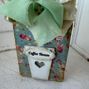 Country Chic Coffee Sign Decor - Floral Accent for Kitchen. Home Gift ...