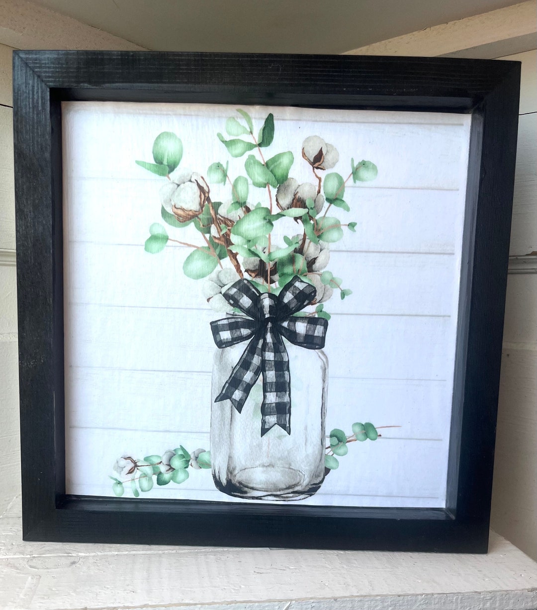 Farmhouse Flower Shiplap Picture Wall Decor With Buffalo Plaid ...