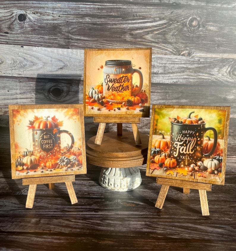 Fall Pumpkin Coffee Bar Mini Art Sign - Kitchen Decor for Autumn Coffee ...