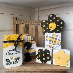 Bee Plaid & Flower Decor, Tray or Shelf Size • Perfect Gift for a ...