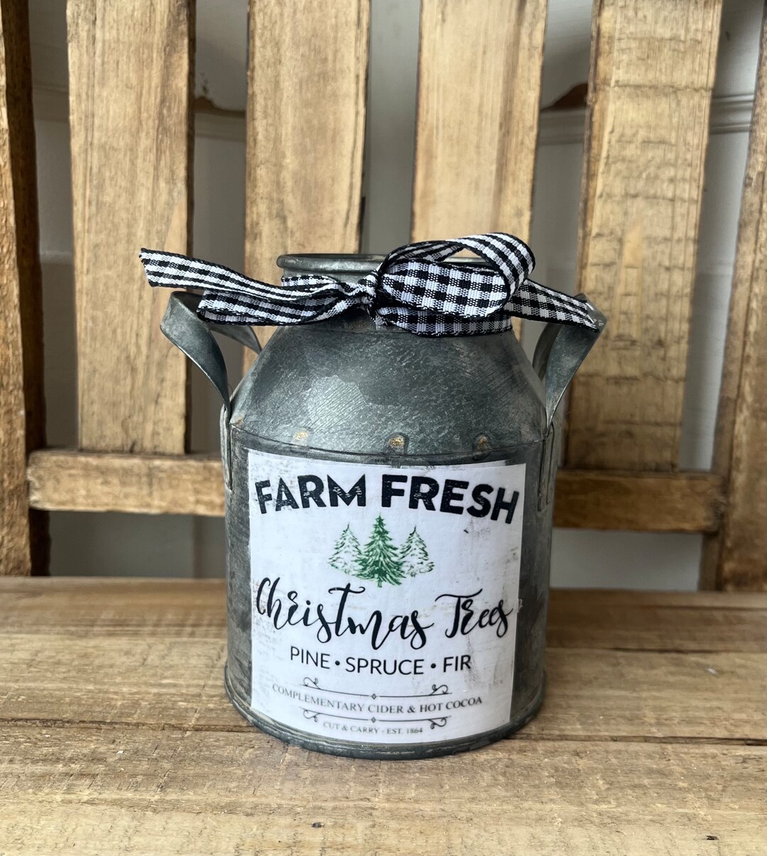 Farmhouse Christmas Tree Metal Milk Can Decor for Tier Tray or Mantel ...