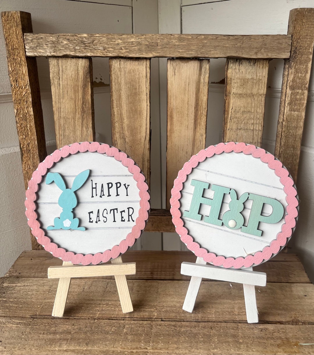EASTER Bunny and Hop Sign Bundle for Tiered Trays, a Modern Farmhouse ...