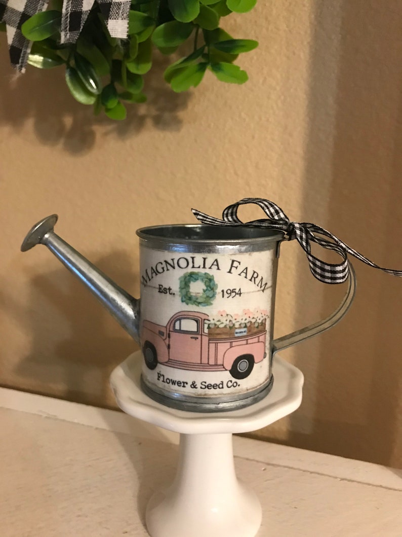 Farmhouse SPRING Water Can Decor Tier Tray Magnolia Farm Metal | Etsy