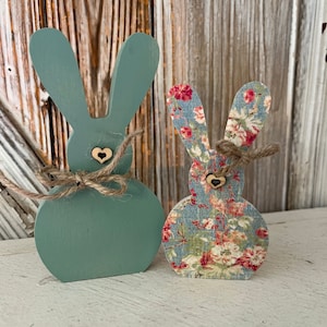 Country EASTER Bunny Decor in Sage Green Floral Shabby Chic Rabbit for ...