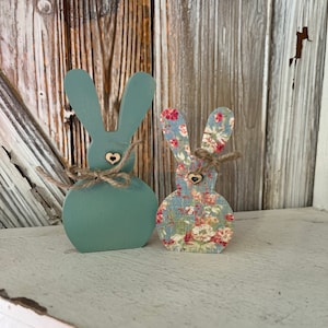 Country EASTER Bunny Decor in Sage Green Floral Shabby Chic Rabbit for ...