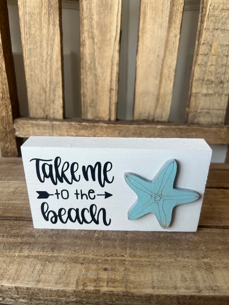 Beach Tiered Tray Mini Signs With Seashell and Starfish Decor - Etsy