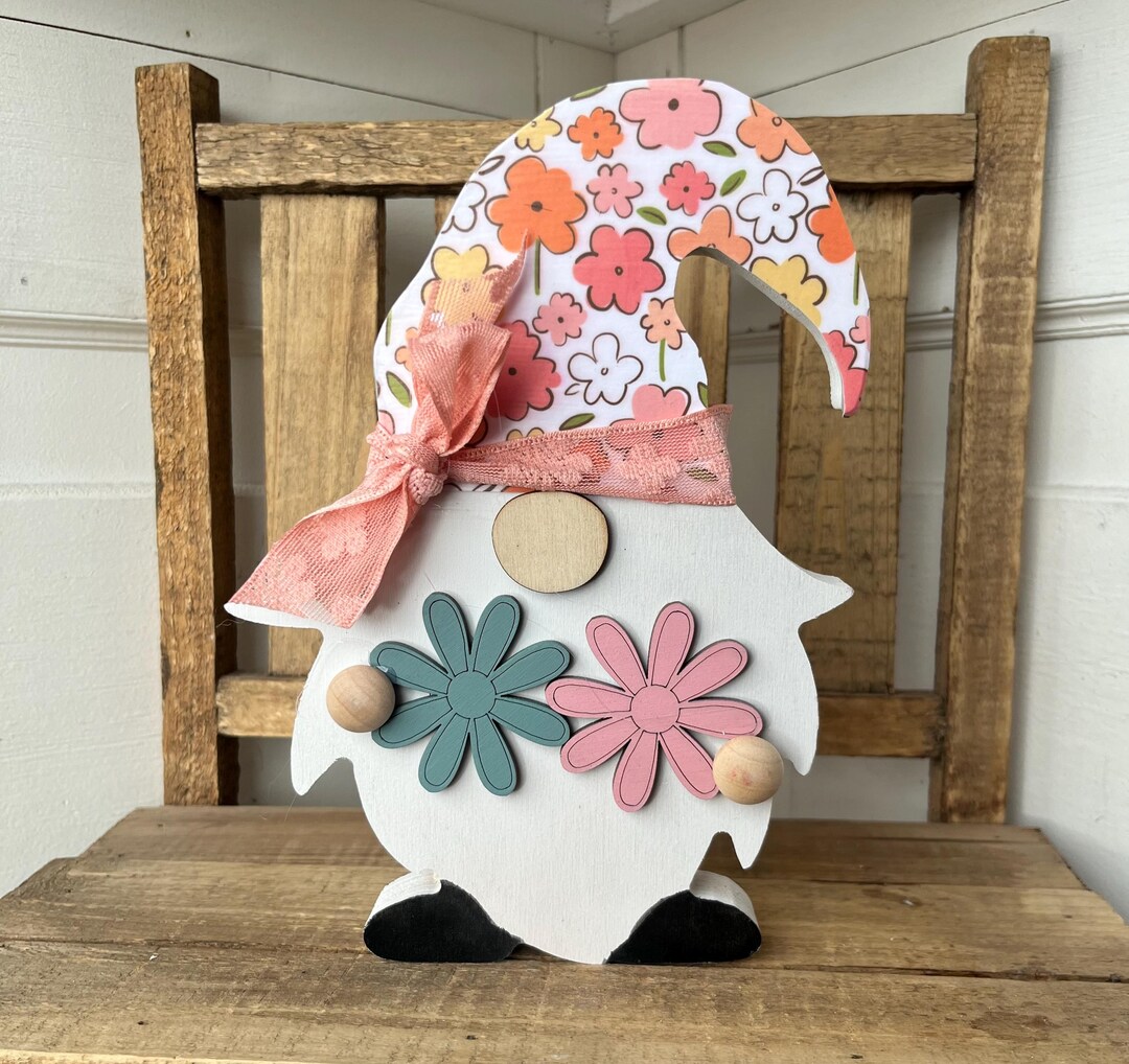 Spring Gnome Decoration for Cottage Style Shelves & Mantels. Charming ...
