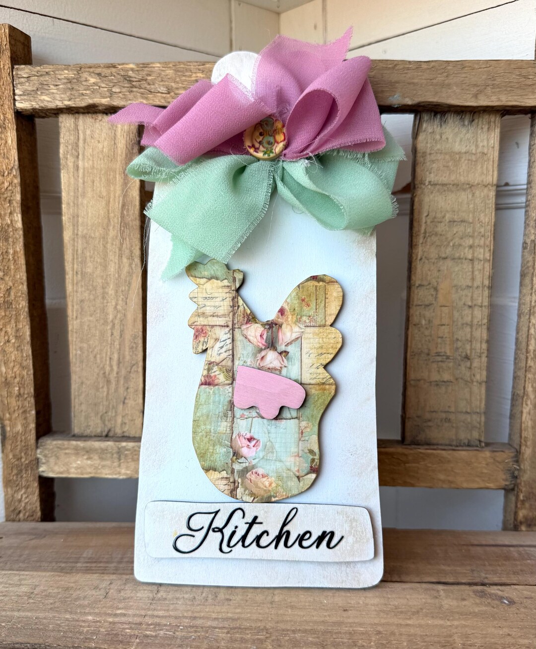 Shabby Floral Farmhouse Chicken Sign for Country Home - Etsy