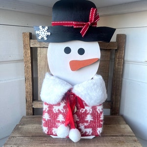 Winter Cozy Snowman Decor in Sweater for Christmas Mantel or as a Shelf ...