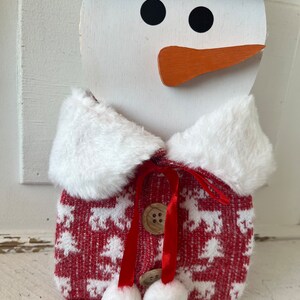 Winter Cozy Snowman Decor in Sweater for Christmas Mantel or as a Shelf ...