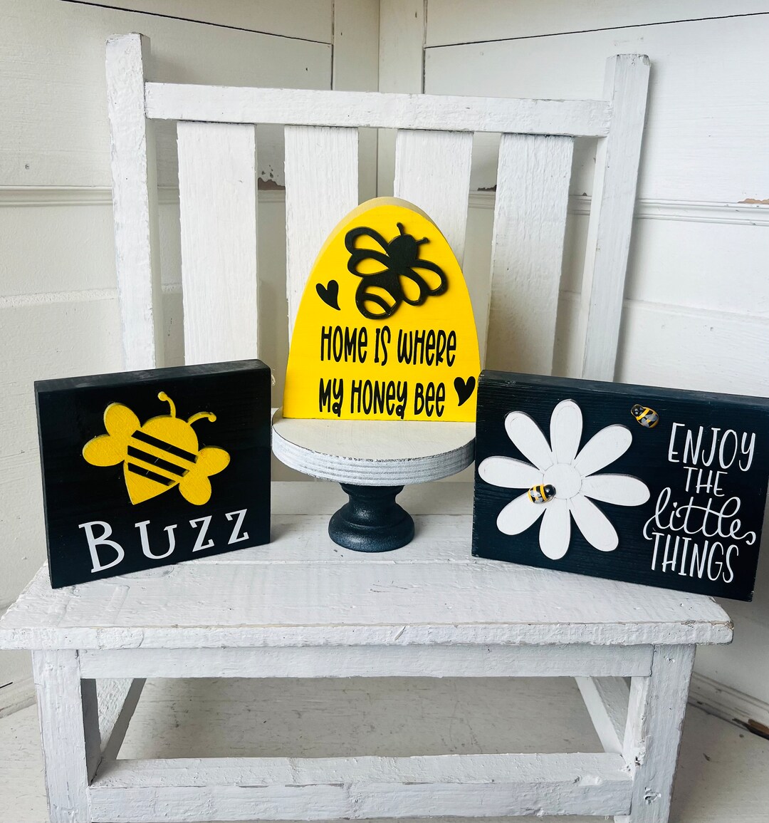 Farmhouse HONEY BEE Decor for Tier Trays, Summer Mantels and Entryways ...