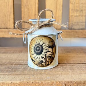 Mini Milk Can Farmhouse Decor With Cow, Chickens, and Sunflower Accents ...