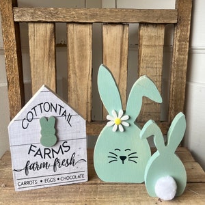 Farmhouse Easter Cotton Tail Farm Sign for Tier Tray , Country Green ...