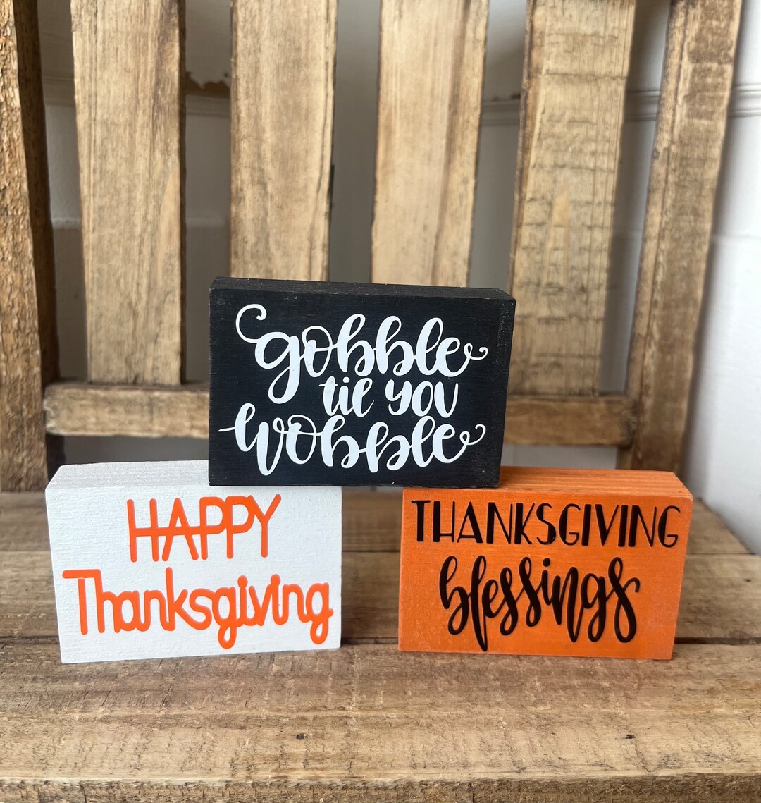 THANKSGIVING Mini Signs | Turkey Decor for Tier Tray or Fall Mantel ...