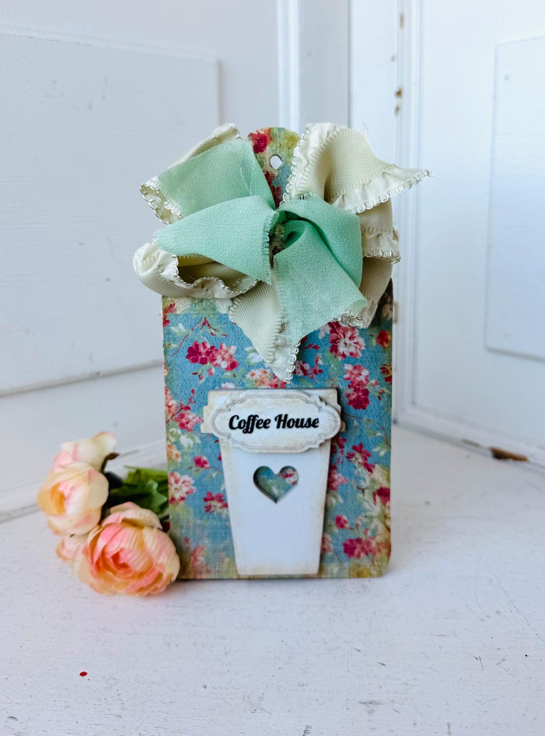 Country Chic Coffee Sign Decor - Floral Accent for Kitchen. Home Gift ...