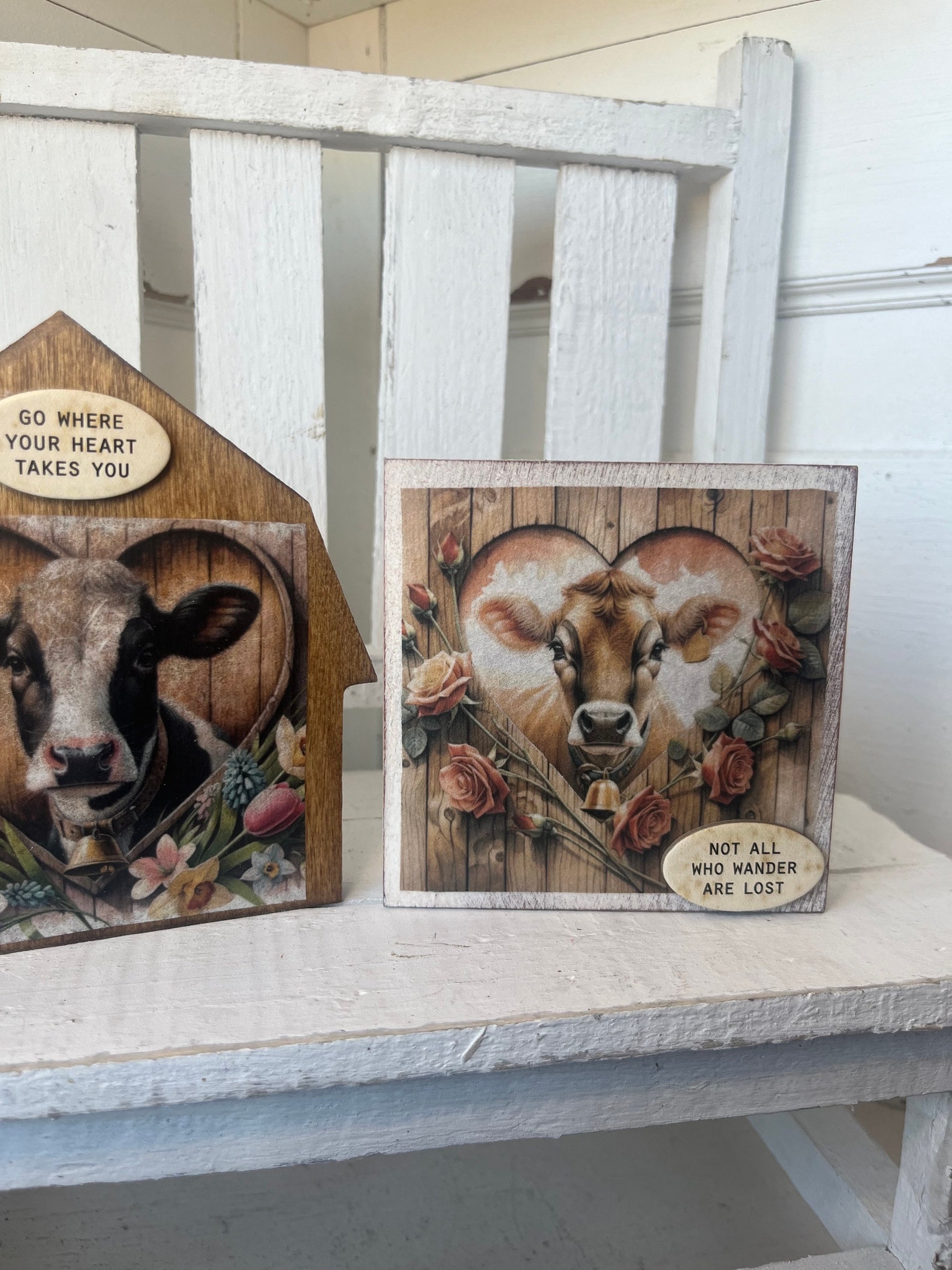 Rustic Mini Cow Signs for Tiered Tray Decor or Home Shelf Accent ...