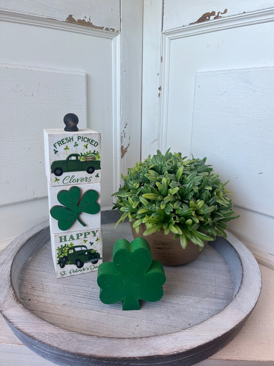 St. Patrick’s Shamrock Decor for a Country Farmhouse Accent for Tier ...