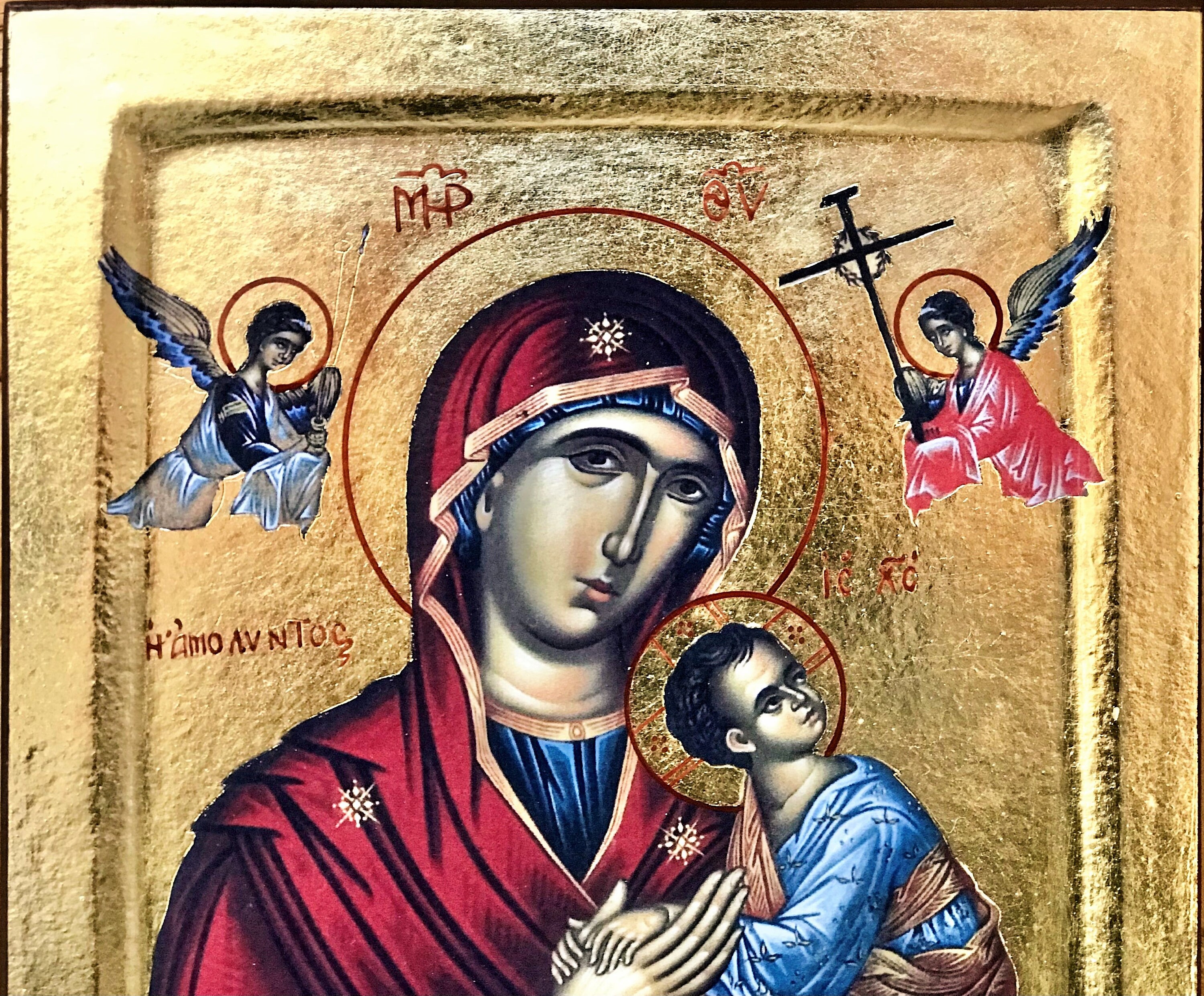 Icon of the Mother of God passionate on Gold. Wall Decoration. Handmade ...