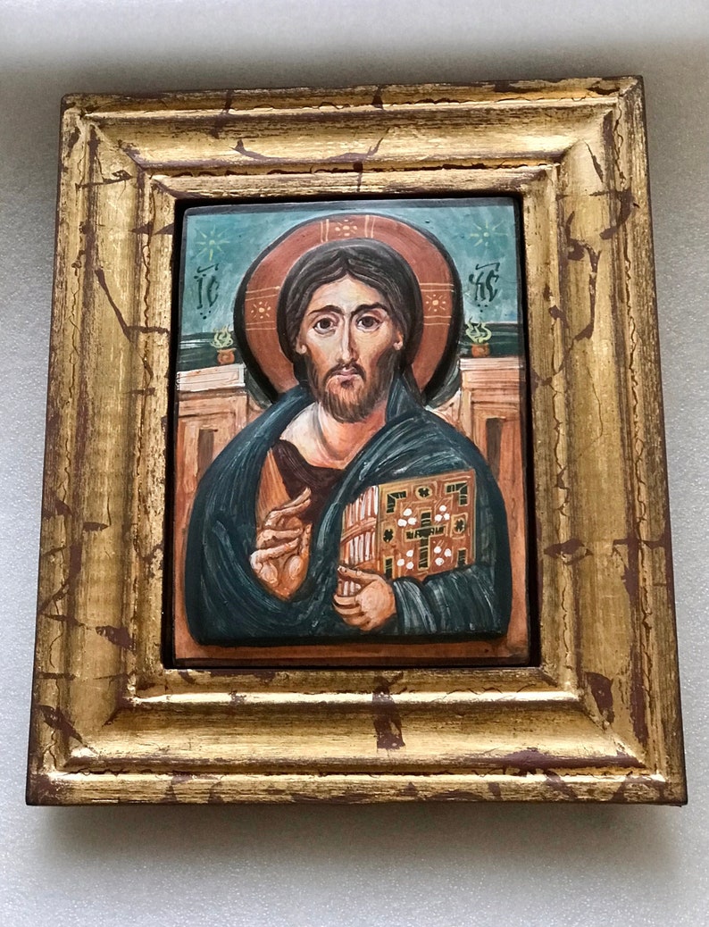 Icon of Jesus Christ. Christ Pantocrator. Sinai Savior. Monastery of St. Catherine. Three ...