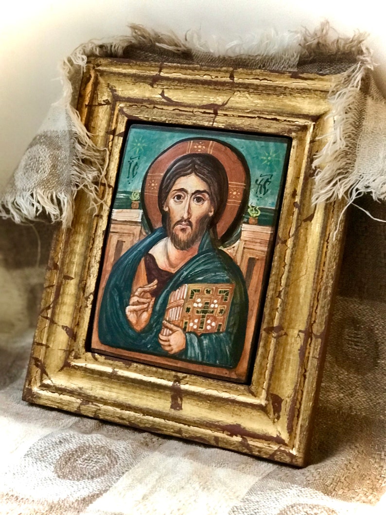 Icon of Jesus Christ. Christ Pantocrator. Sinai Savior. Monastery of St. Catherine. Three ...