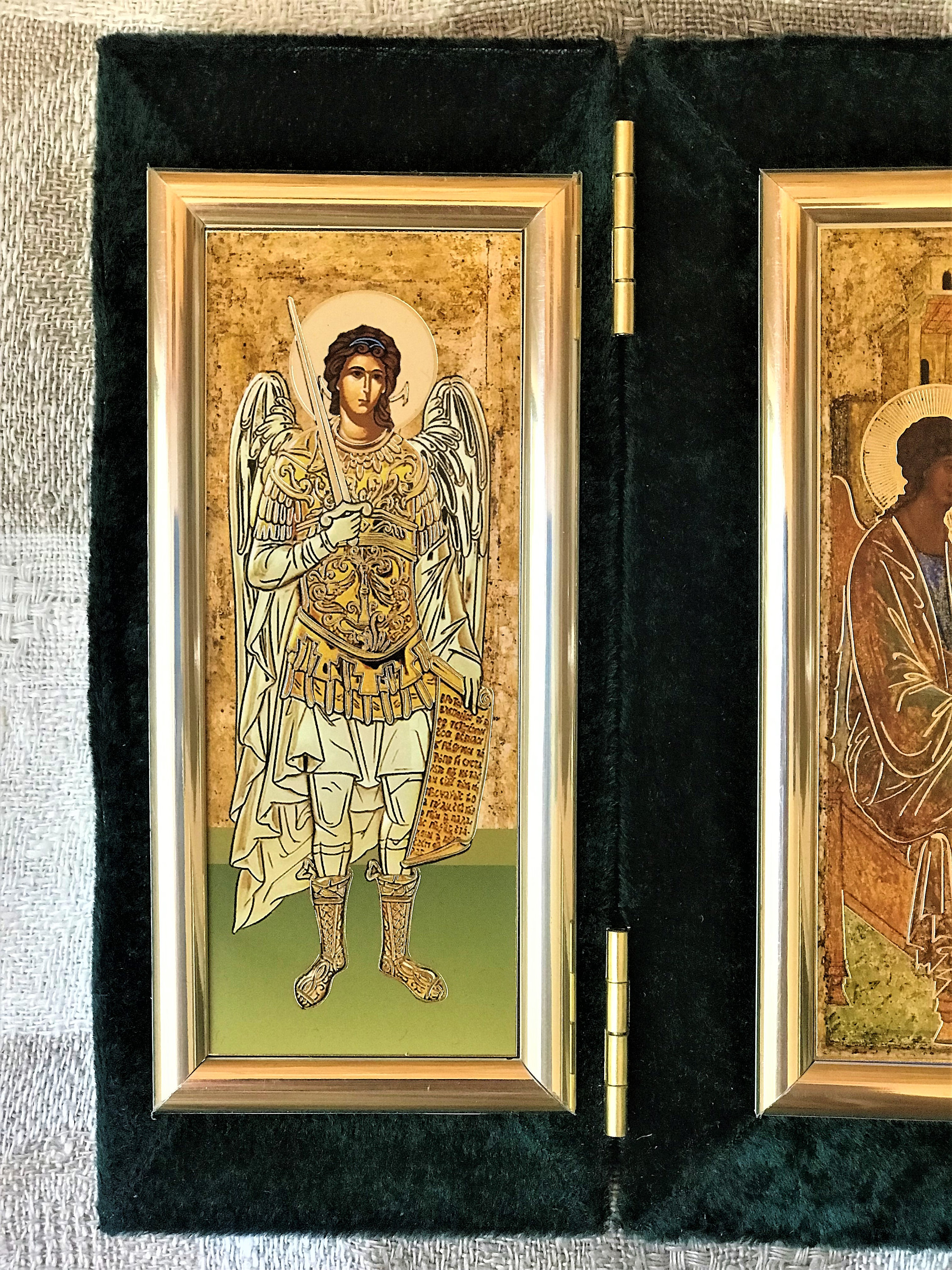Icon holy Trinity icon of Andrei Rublev. Triptych Icon in Velvet. Home ...