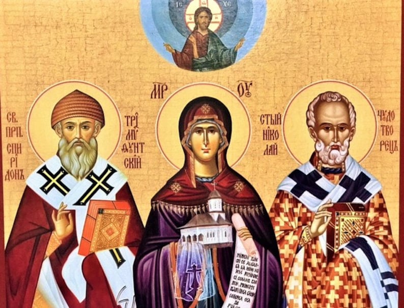 Icon of the Mother of God, St. Nicholas the Wonderworker and Spyridon ...