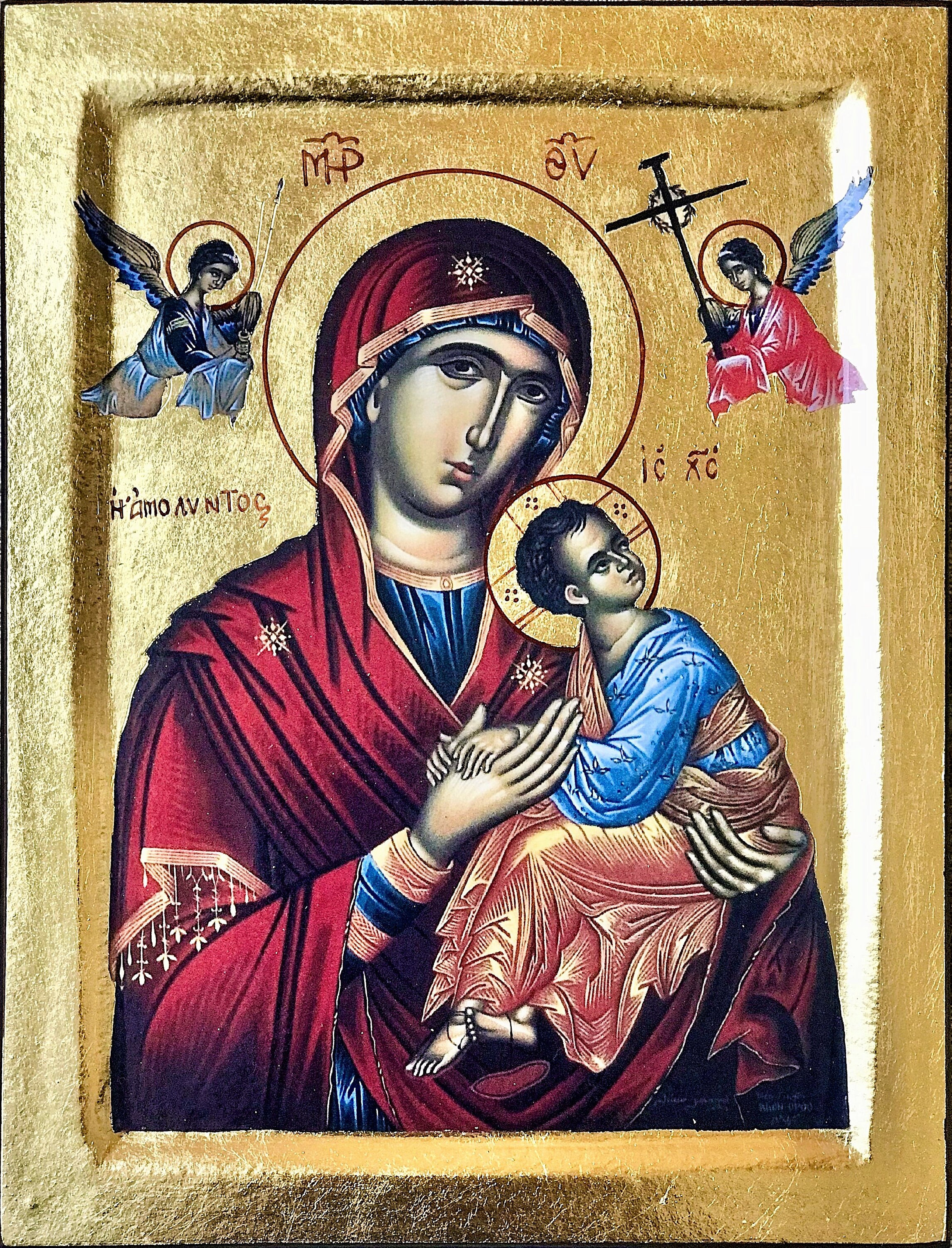Icon of the Mother of God passionate on Gold. Wall Decoration. Handmade ...