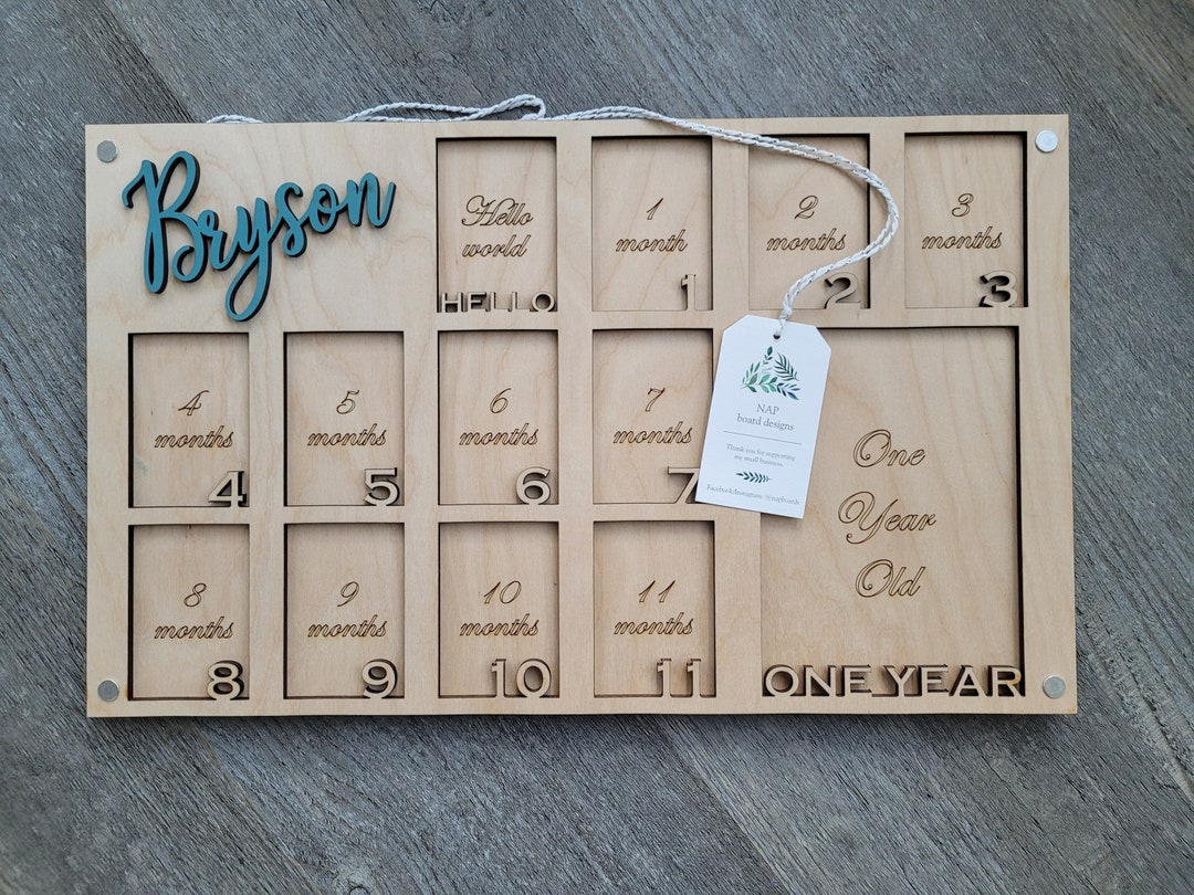Personalized Baby's Monthly Picture Frame - Newborn to One Year Old - Etsy