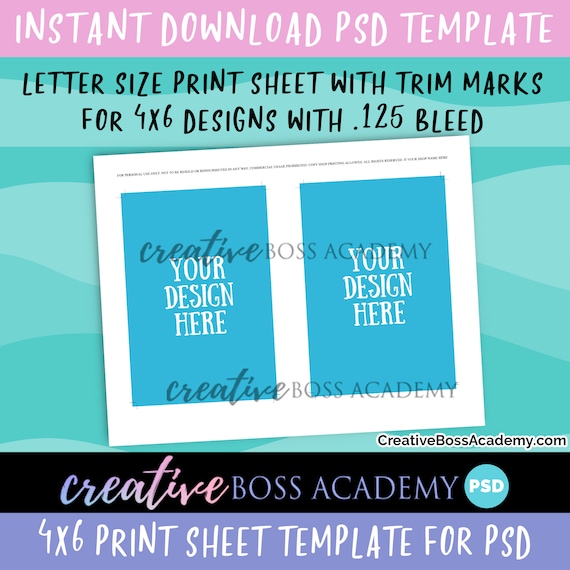 Print Sheet Template with Trim Marks 4x6 Vertical Invitation | Etsy