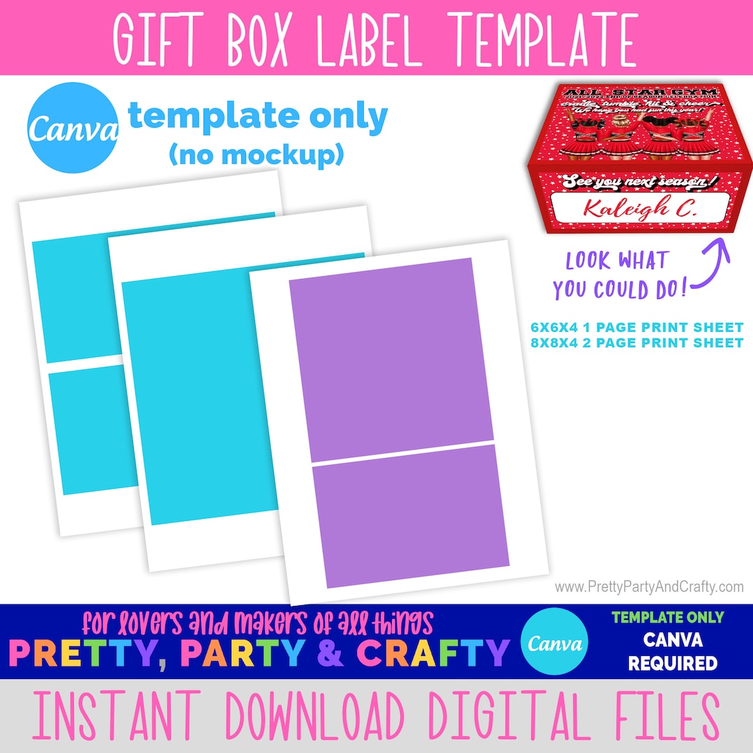 Shoe Box Gift Box Template, Blank Party Favor Template, Editable Design ...