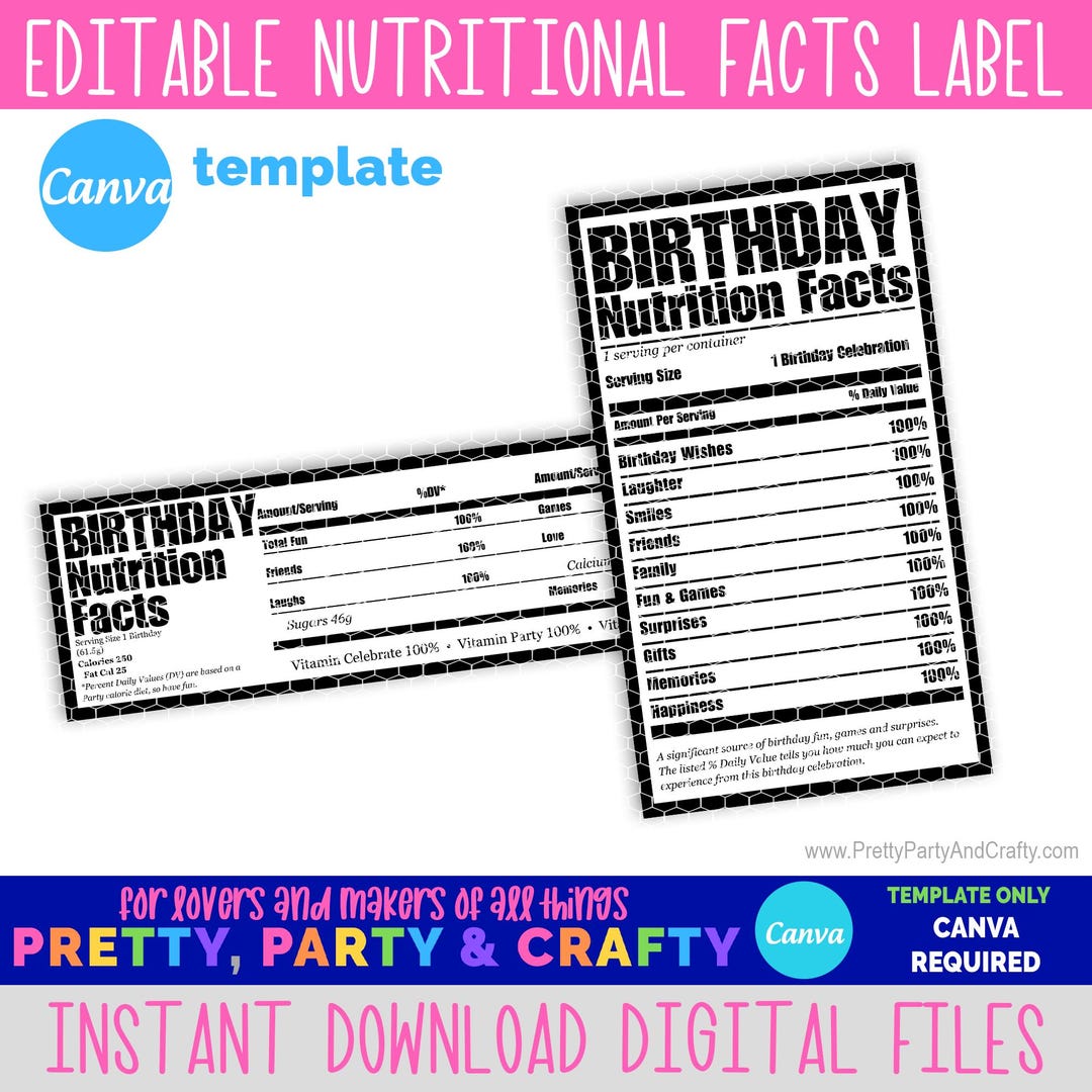 Nutrition Facts Template for Canva | Editable Nutritional Facts ...