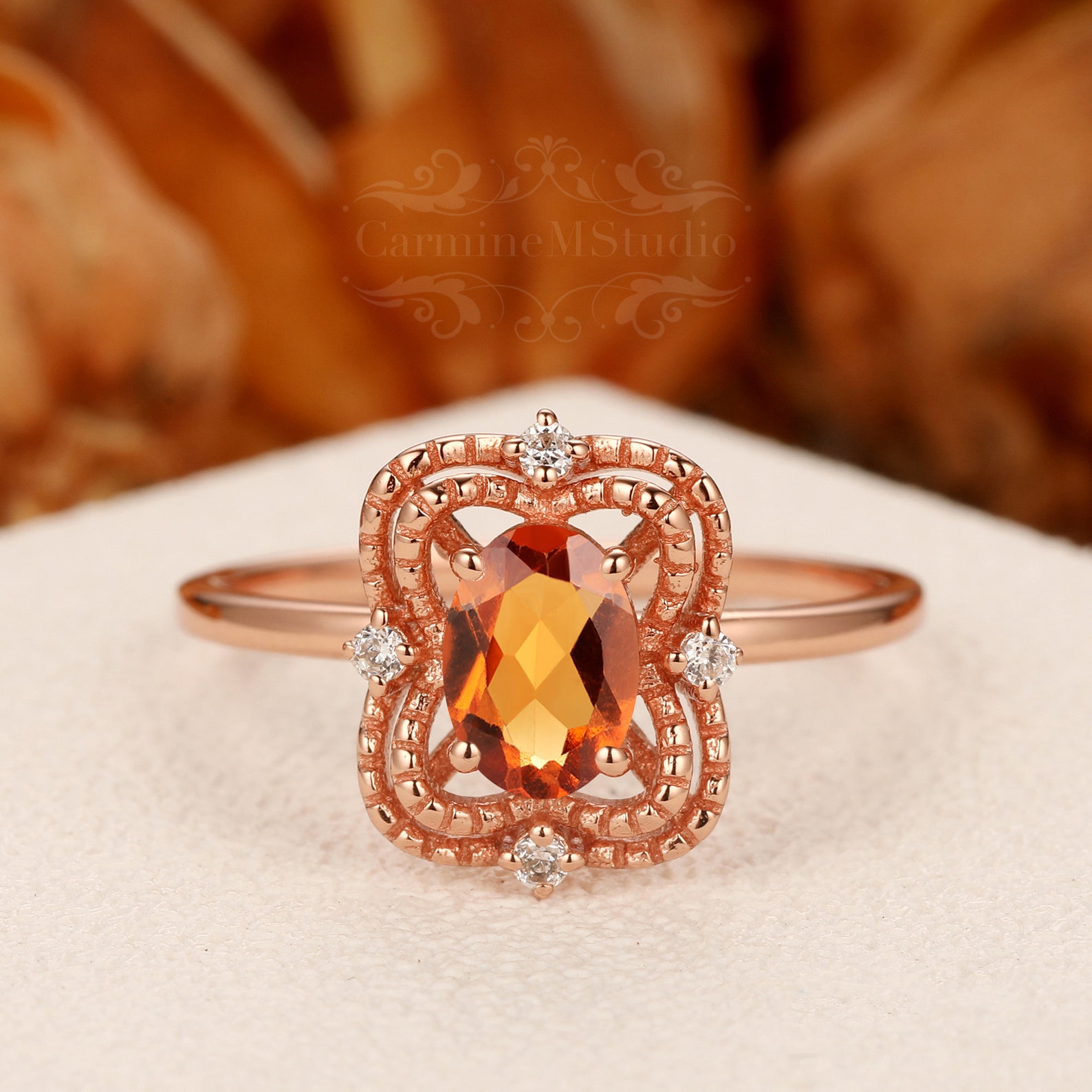 Unique Natural Spessartite Garnet Ring 1.0ct Oval Fanta - Etsy