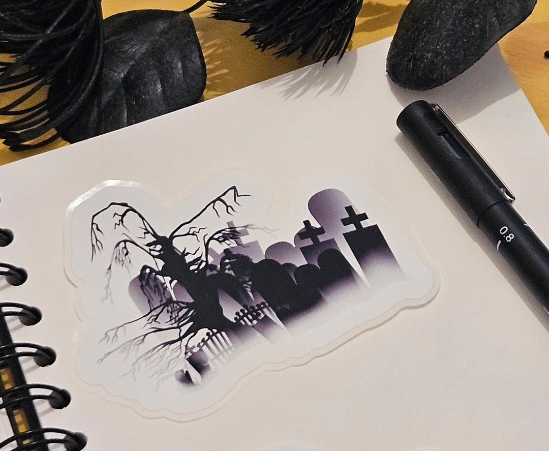 Graveyard Dark Sticker Die Cut Easy Peel Sticker Halloween - Etsy