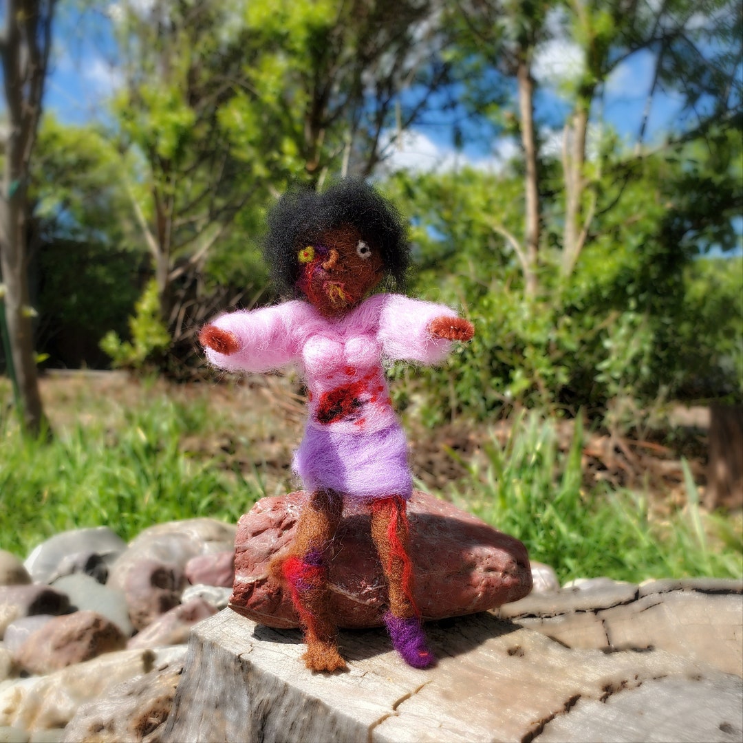 Needle Felted Zombie Monster Girl Doll, Poseable Soft Vudu Figure ...