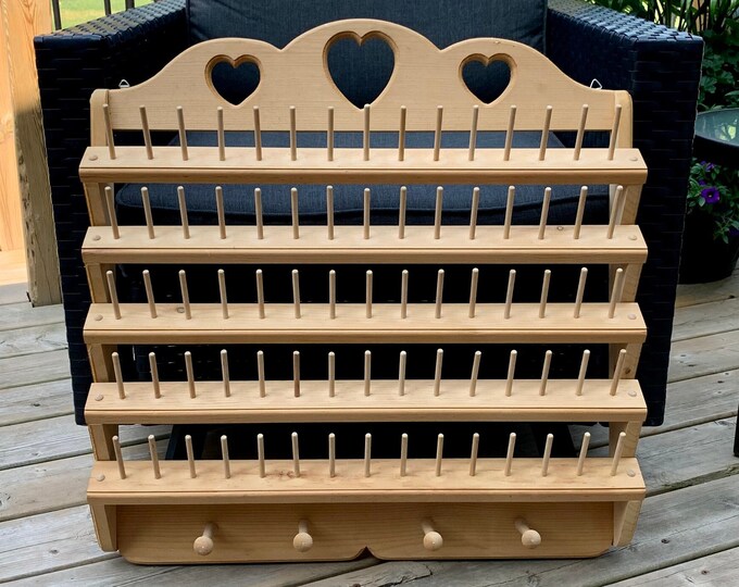Wall Mount Wooden Thread Rack, Large Pegged Wall Shelf for Thread ...