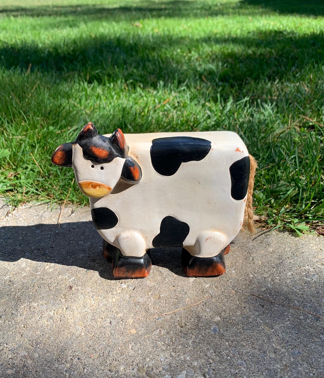 6" Ceramic Cow, Cute Standing Cow With a Rope Tail, Cow Figurine, Farm ...